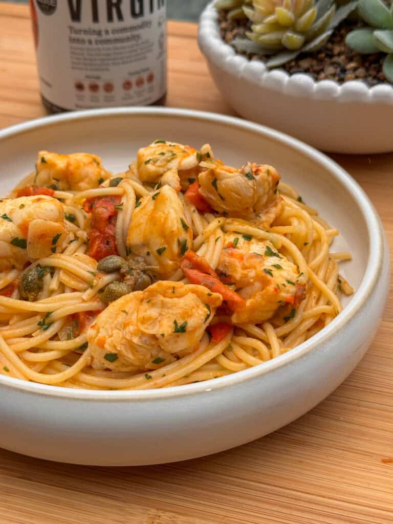 Mediterranean-style Monkfish Pasta (30 Minute Meal) - Laurens Cravings
